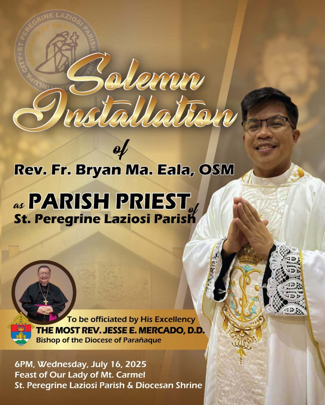Rev. Fr. Bryan Ma. Eala, OSM Installed as the new Parish Priest | St ...